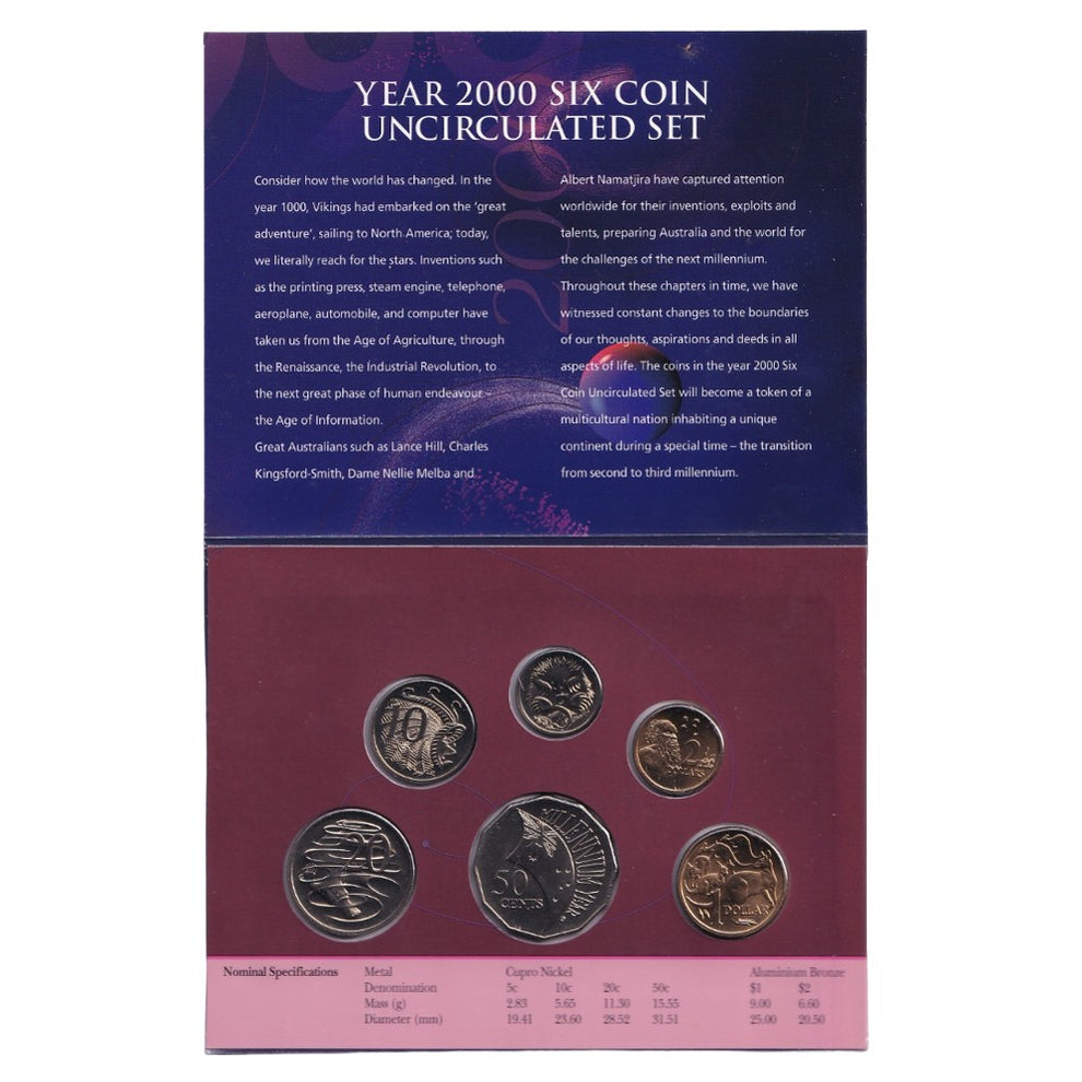 2000 Royal Australian Mint Uncirculated Coin Set - The Millennium ...