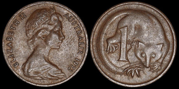 1972 Australian 1 Cent Coin - Loose Change Coins