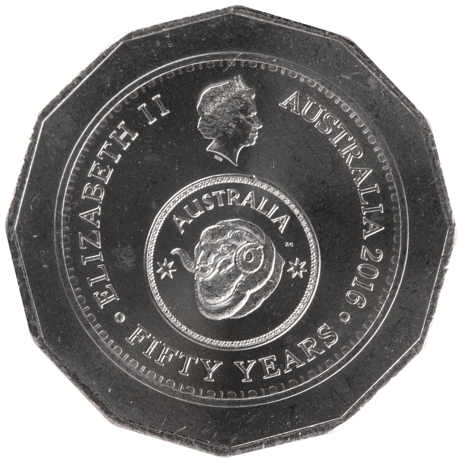 2016 50c coin - 50th Anniversary of Decimal Currency - Uncirculated ...