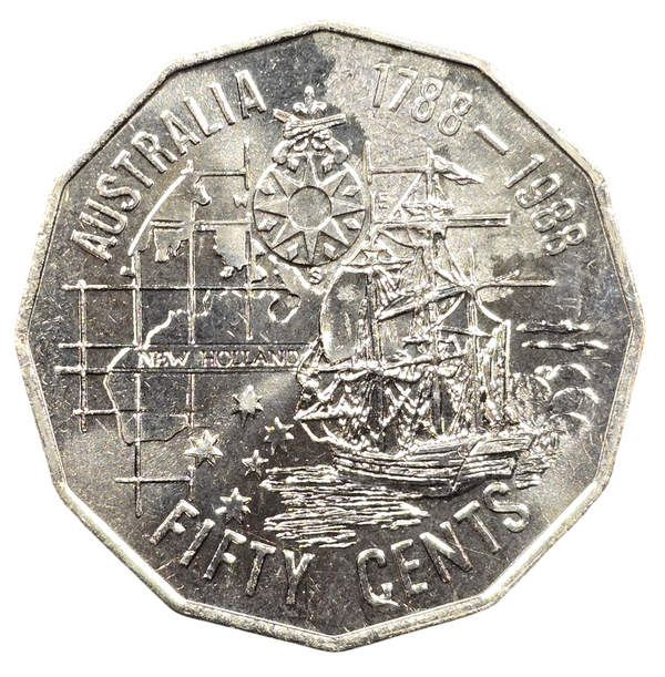 1988 50c Coin - Commemorating the Australian Bicentenary - Uncirculate ...