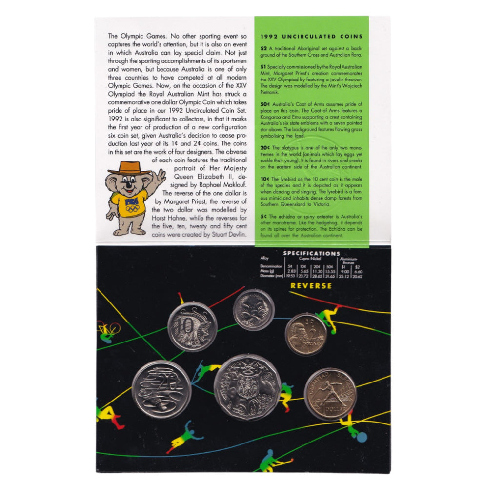 1992 Royal Australian Mint Uncirculated Coin Set - Barcelona Olympics ...