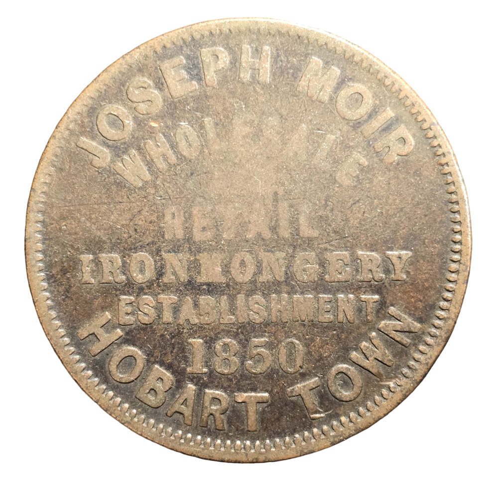 1850 Joseph Moir - Economy House - Penny – Loose Change Coins