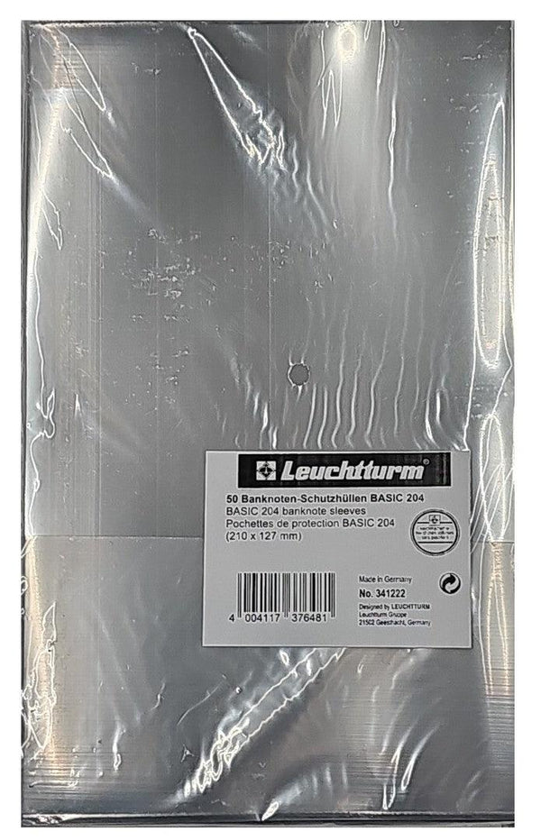 Lighthouse Basic 204 Banknote Sleeves - 210 x 127mm, pack of 50 – Loose ...
