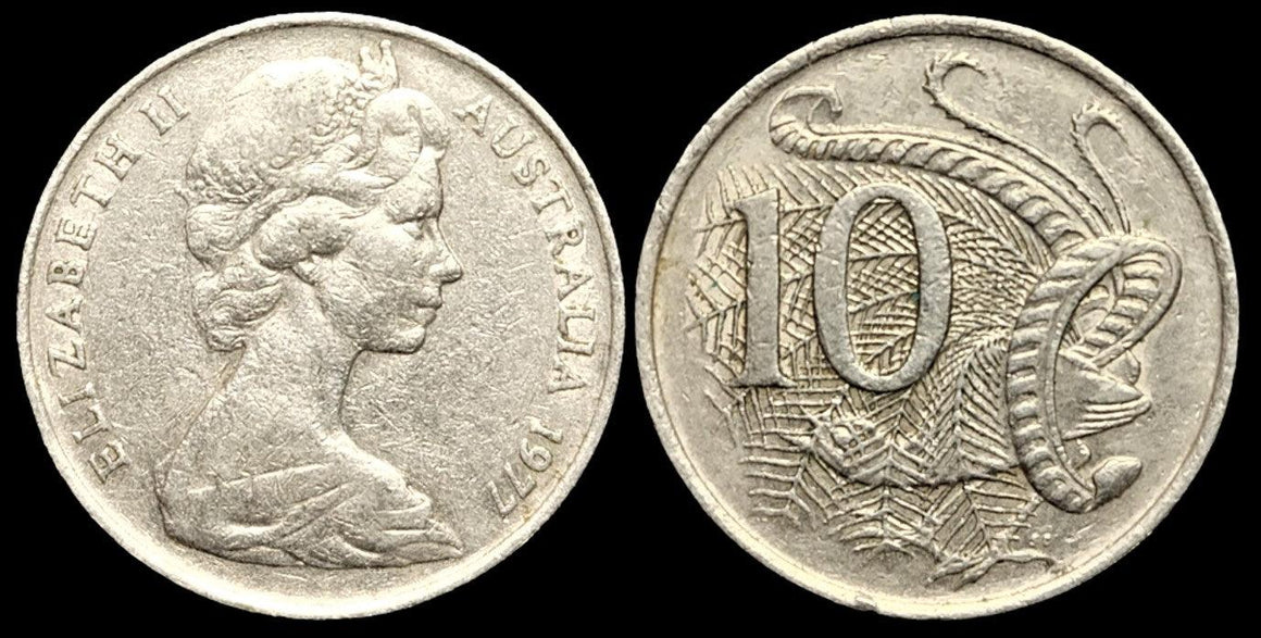 1977 Australian 10 Cent Coin - Low Mintage - Key date - Very Fine