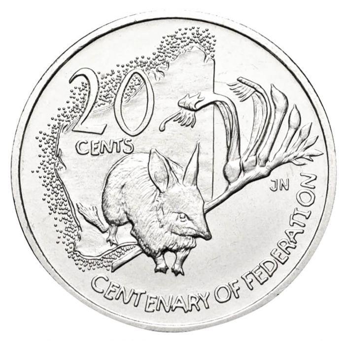 2001 Australian 20c Coin - Centenary of Federation - WESTERN AUSTRALIA ...